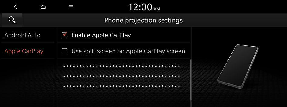 The screen may differ depending on the vehicle model and specifications. Select Use split screen ...